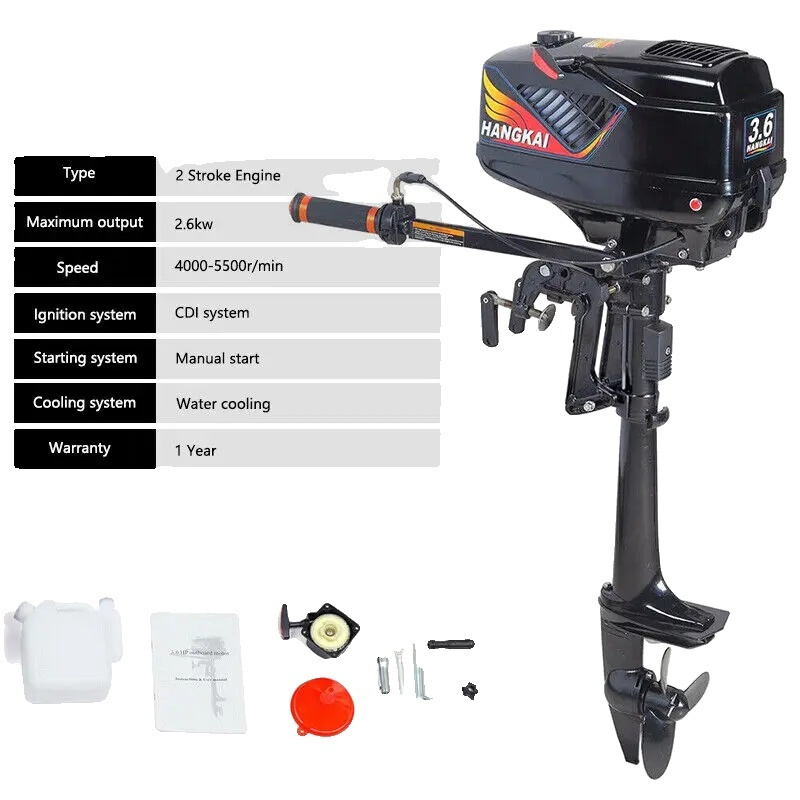 Outboard Motor 3.6hp Water-cooled System Manual Control Compact Design ...