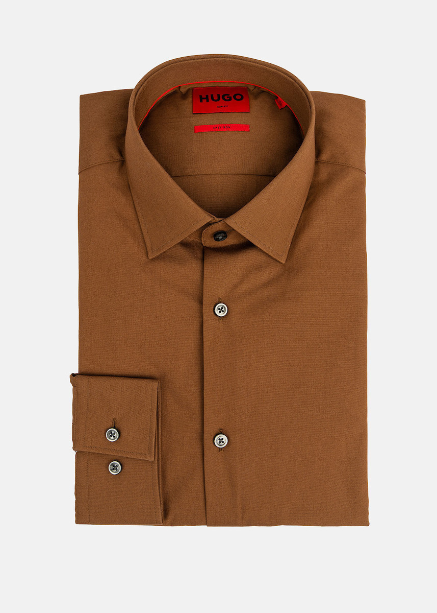 Hugo Boss Kenno Μακρυμάνικo Βαμβακερό Πουκάμισο Brown 50289499-212 ...