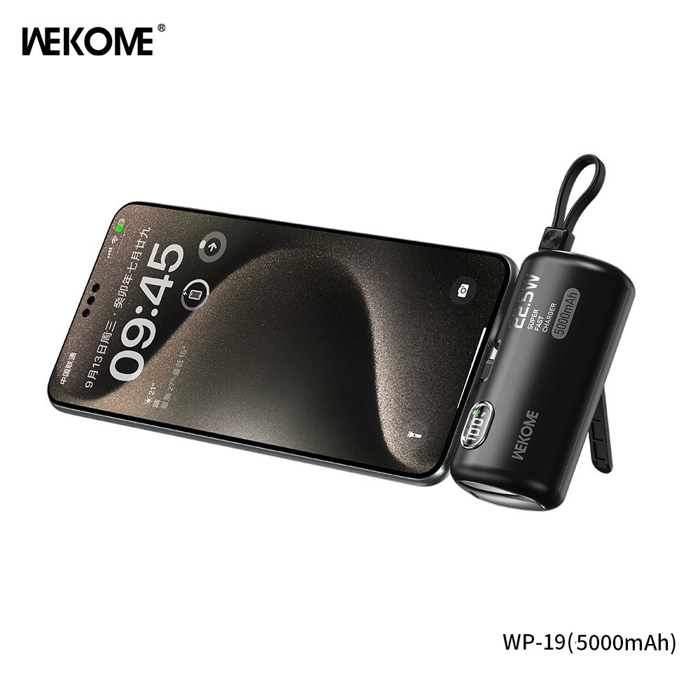 WK WP-19 Power Bank 5000mAh 22.5W με 2 Θύρες USB-C Μαύρο | Skroutz.gr
