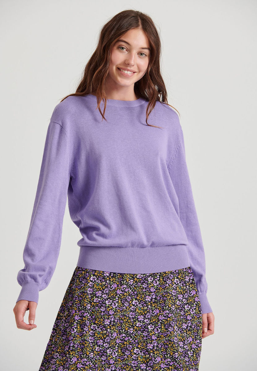 Funky Buddha Γυναικείο Μακρυμάνικο Πουλόβερ Βαμβακερό Royal Lilac Purple FBL010-100-09-ROYAL ...