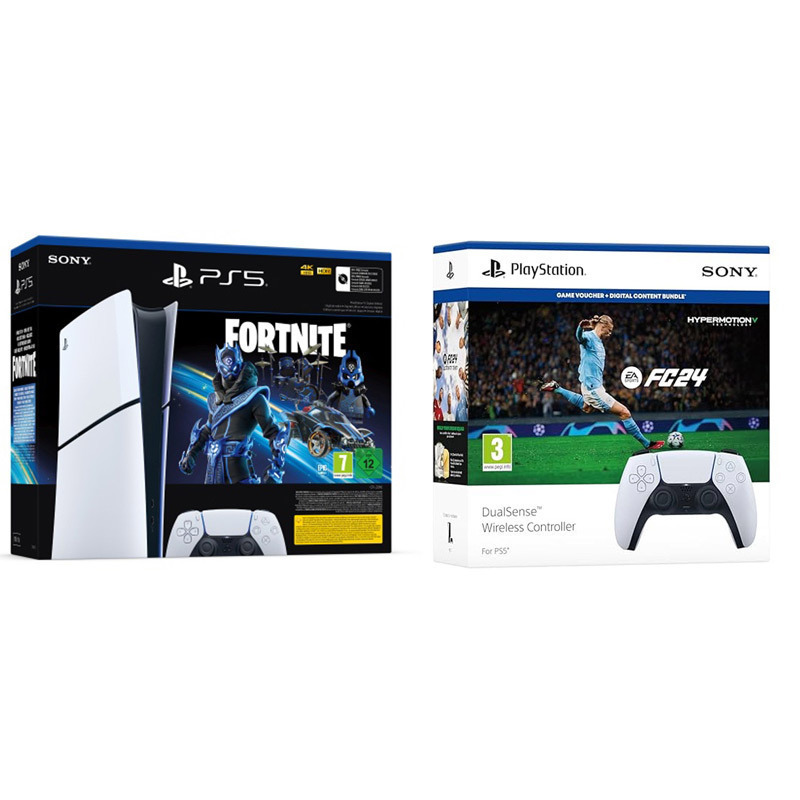 Sony PlayStation 5 Slim Digital 1TB Fortnite Cobalt Star (Official Bundle) & DualSense White ...