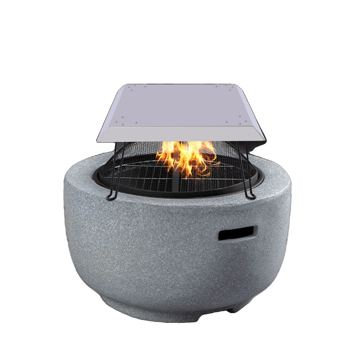 Fire Pit Heat Deflector Space-saving Folding Legs Durable Stainless ...