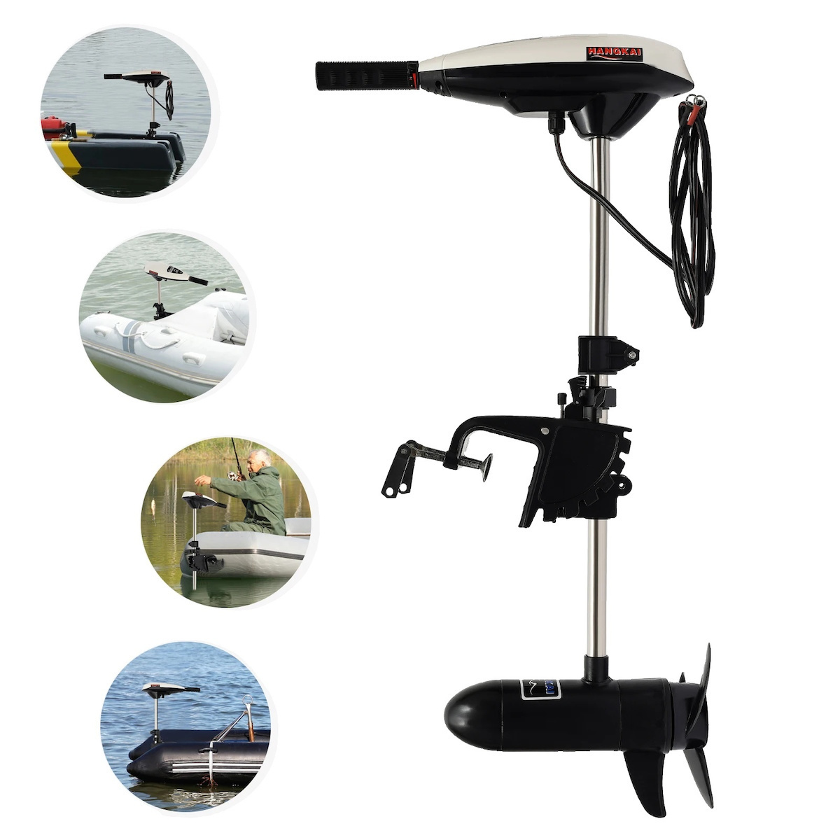 Electric Outboard Trolling Motor 66lbs Thrust Telescopic Control Handle ...