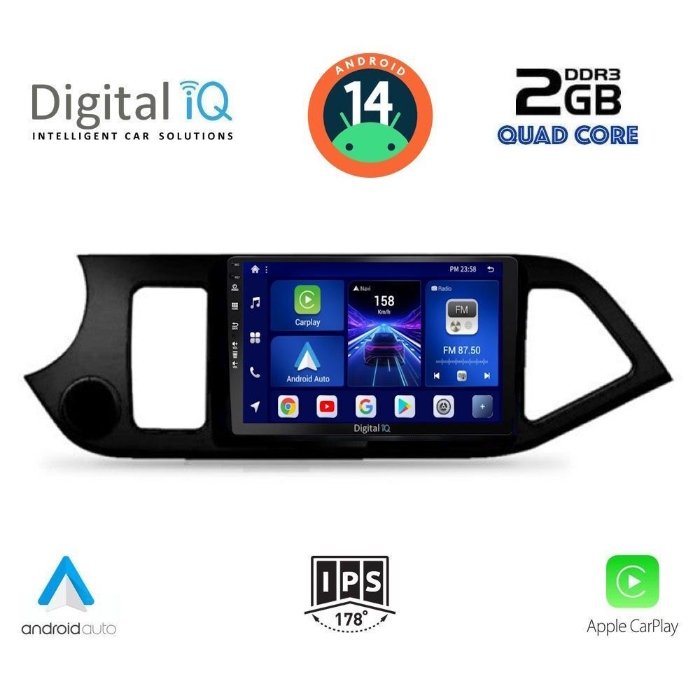 Digital IQ Sistem Audio Auto pentru Kia Picanto 2011-2017 (Bluetooth/USB/AUX/WiFi/GPS/Apple ...
