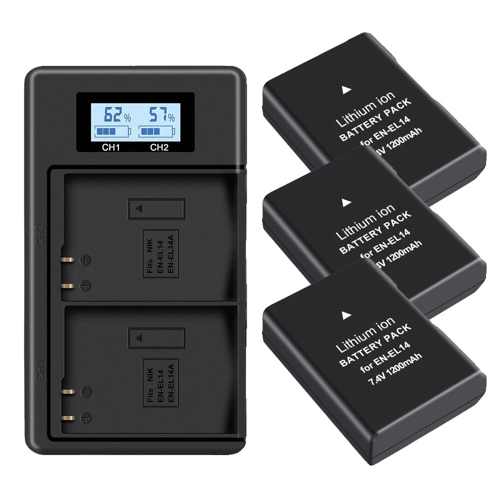 Nikon En-el14 Battery Compatible D3100-d5600 Lcd Charger Included 3 ...