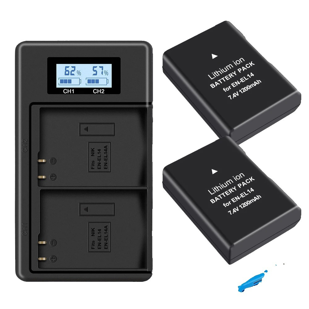 Nikon En-el14 Battery Compatible D3100-d5600 Lcd Charger Included 2 ...