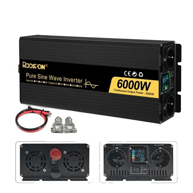 Pure Sine Wave Inverter 4000w Power Output Double Eu Socket 6000w 24v ...
