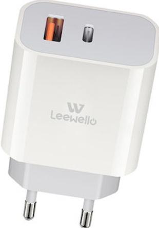 Leewello Φορτιστής Χωρίς Καλώδιο με Θύρα USB-A και Θύρα USB-C 45W Λευκός (Lw-4130) | Skroutz.gr