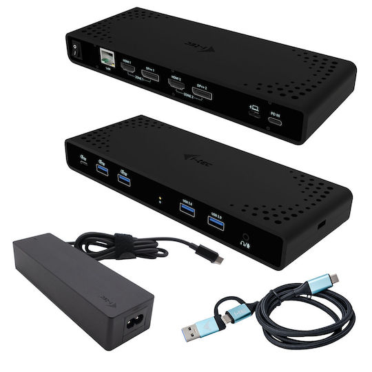 i-tec USB-C Docking Station με HDMI/DisplayPort 4K PD Ethernet και σύνδεση 2 Οθονών Μαύρο ...