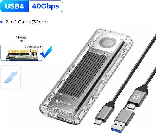 Usb4 M.2 Nvme Ssd Enclosure 40gbps Transfer Rate Built-in Cooling Fan ...