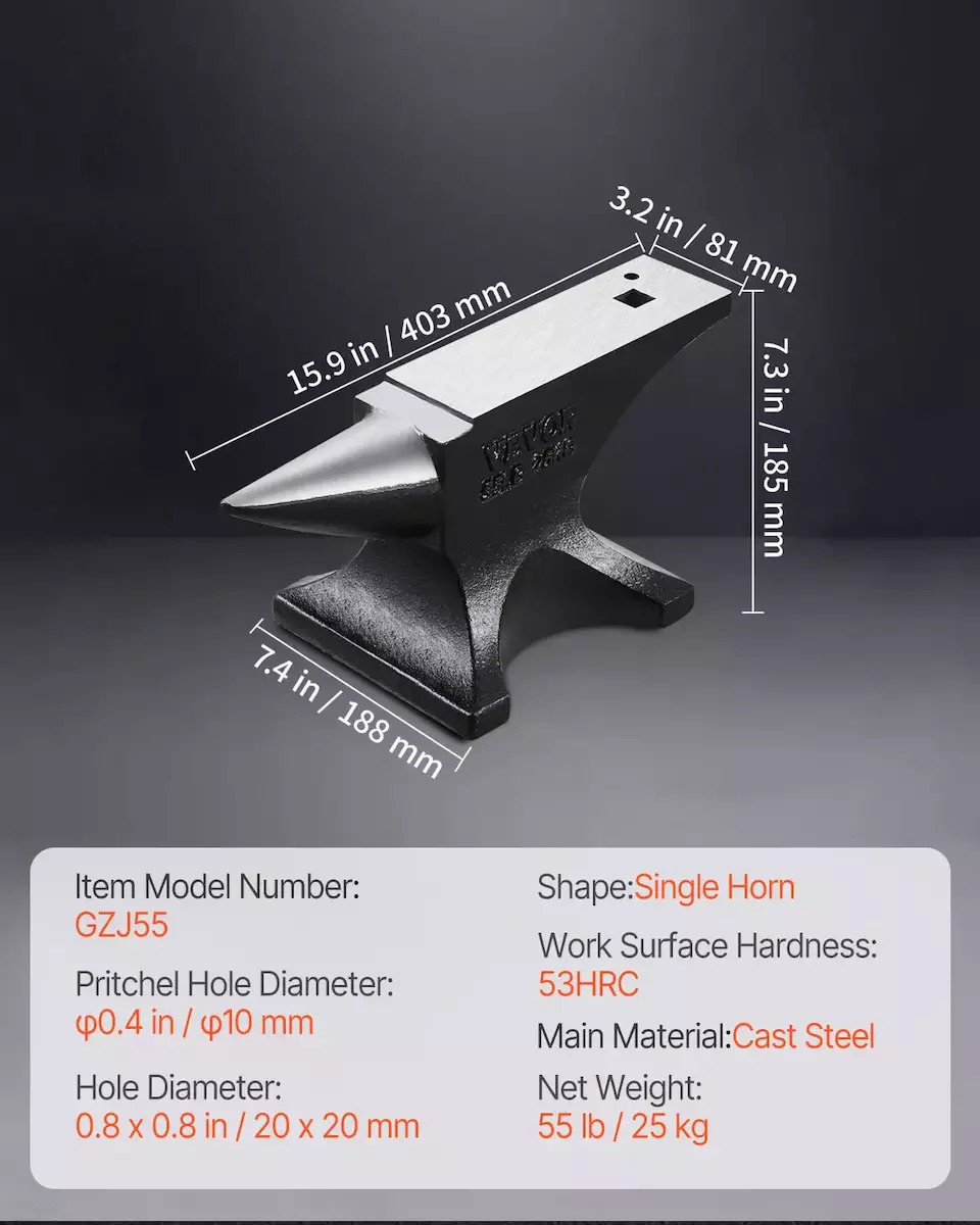 Vevor Single Horn Anvil 55 Lb 25 Kg Weight 53 Hrc Hardness 25 Kg | Skroutz.gr