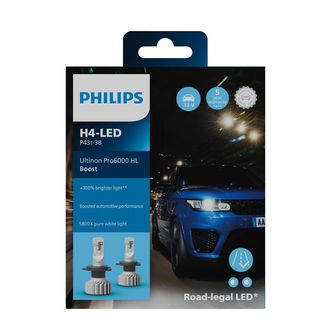 Philips Λάμπες Αυτοκινήτου Ultinon Pro6000 H4 LED 5800K Ψυχρό Λευκό 12V 18W 2τμχ | Skroutz.gr