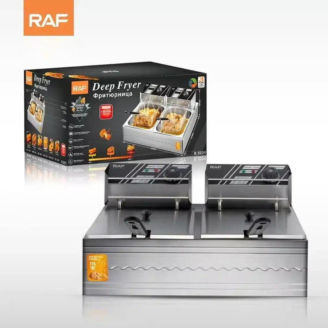 Raf Electric Fryer Double 5kW Capacity 2x5.5lt R-5221 | Skroutz.mt