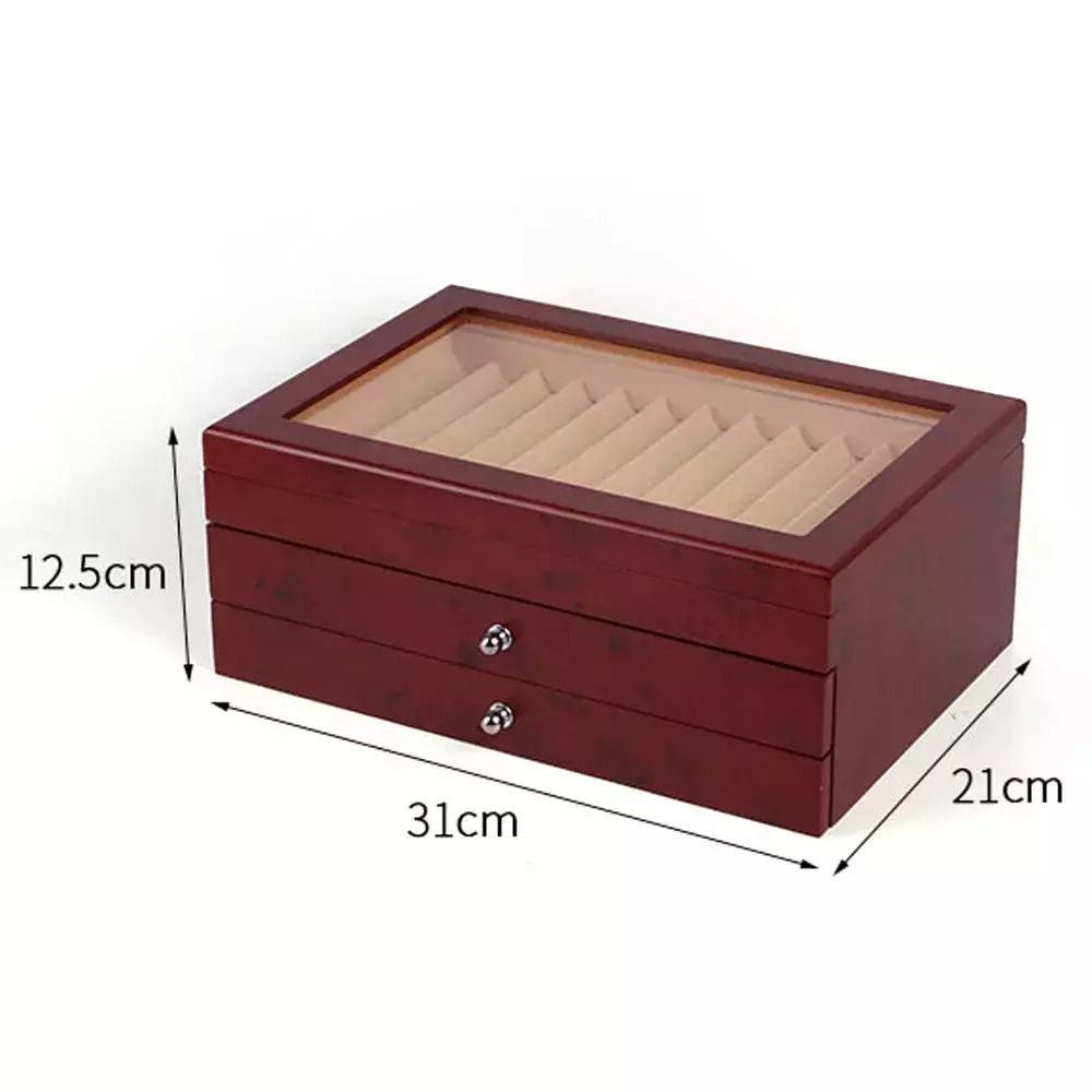 Wood Pen Display Case Transparent Top Design Holds 34 Pens Red | Skroutz.gr
