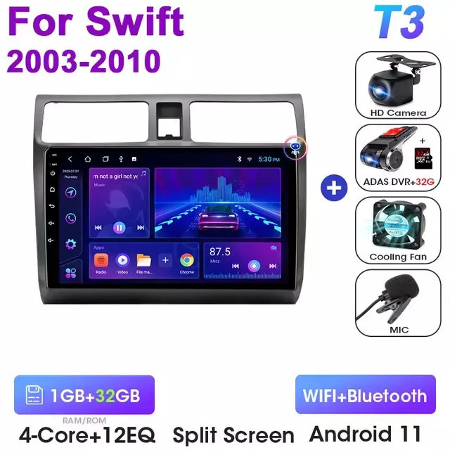 Suzuki Swift Android Car Stereo Multimedia Video Player Gps Head Unit T3-adas Dvr | Skroutz.gr