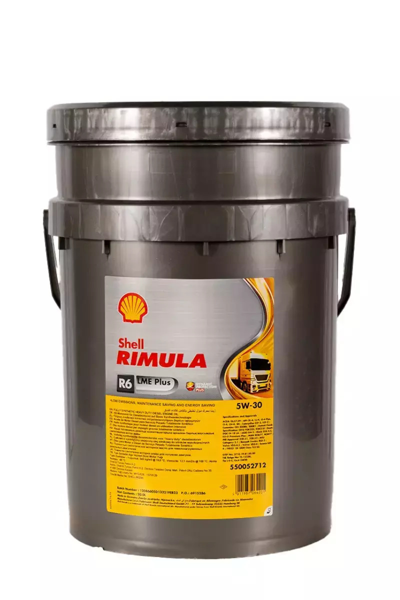 Shell Rimula R6 LME Plus Συνθετικό Λάδι Αυτοκινήτου 5W-30 20lt 8267 ...