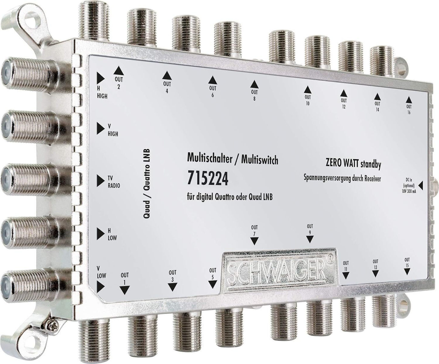 Multiswitch 5 Inputs 16 Outputs 1 Terrestrial Input 4 Sat Aluminum ...