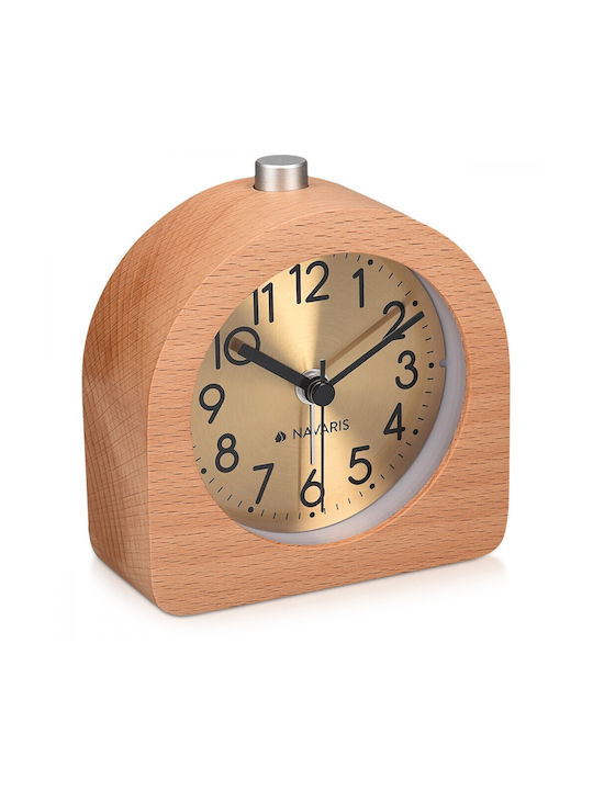 Navaris Analogue Wood Alarm Clock Design Half Round Αναλογικό ...
