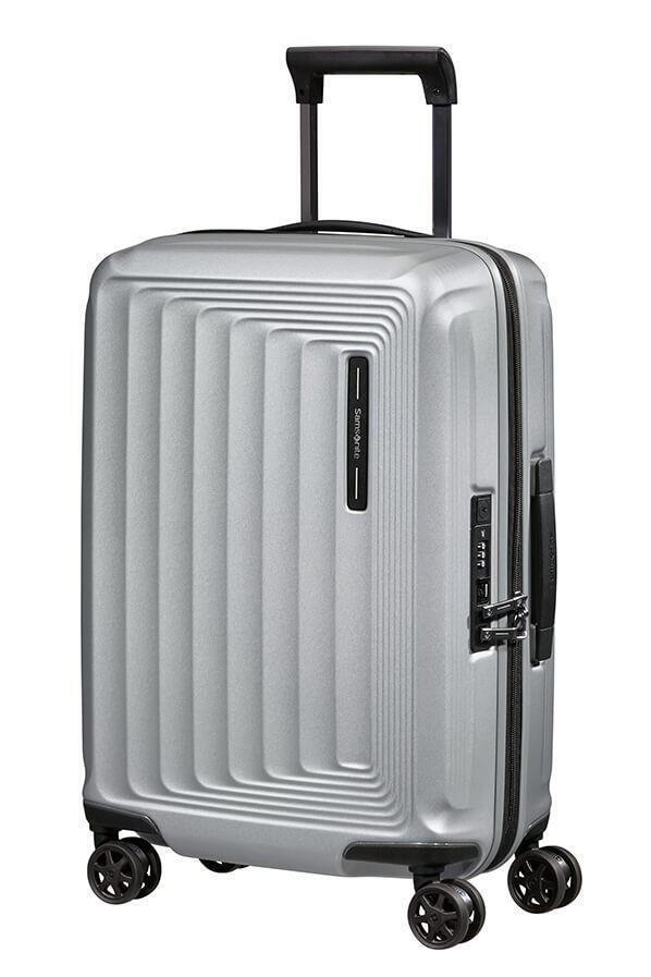 Samsonite Nuon Βαλίτσα Ταξιδίου Καμπίνας Σκληρή Matt Silver με 4 Ρόδες ...