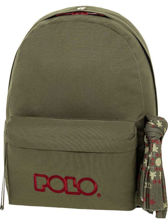 Polo Original Scarf Σχολική Τσάντα Πλάτης Γυμνασίου - Λυκείου Χακί με Θήκη για Παγούρι 20lt 9-01 ...