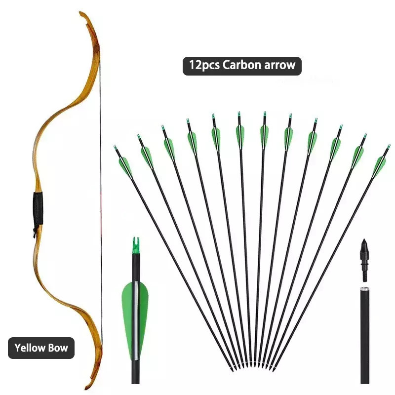 Recurve Bow Beginner-friendly Takedown Design 12 Pcs Yel.bow Green ...