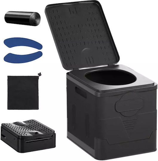 Portable Folding Toilet Efficient Flushing System Compact Design Black ...