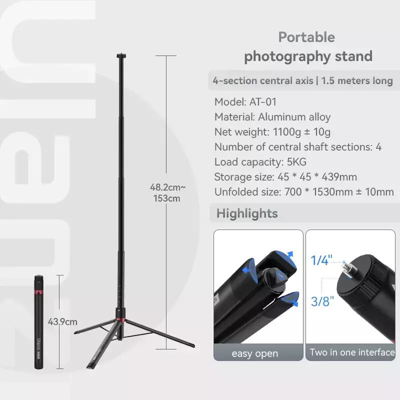 Tripod Stand Aluminum Alloy 360¬∞ Rotating Wheels Single Tripod ...