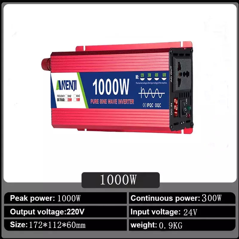 Power Inverter Pure Sine Wave Output Universal Socket Compatibility 1000w 24v | Skroutz.gr