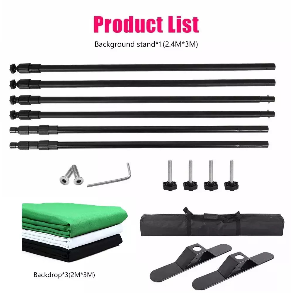 Double-crossbar Backdrop Stand Available In Multiple Sizes Includes ...