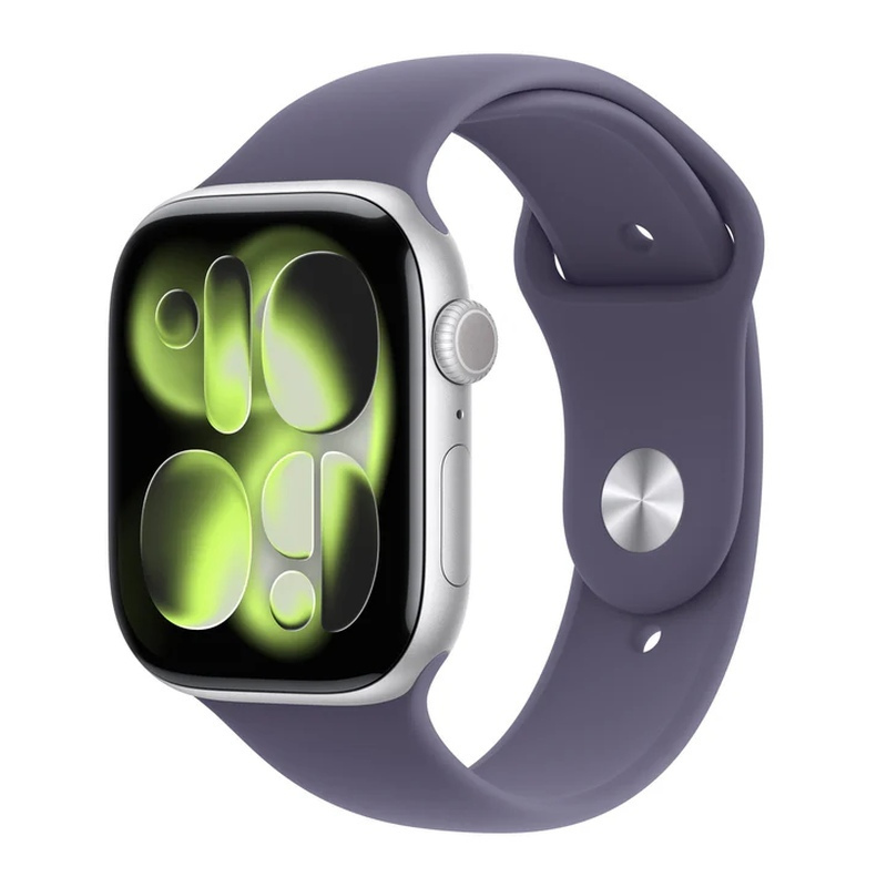 Apple Watch Series 11 Aluminium 42mm Αδιάβροχο με Παλμογράφο (Silver Aluminium Case with Purple ...