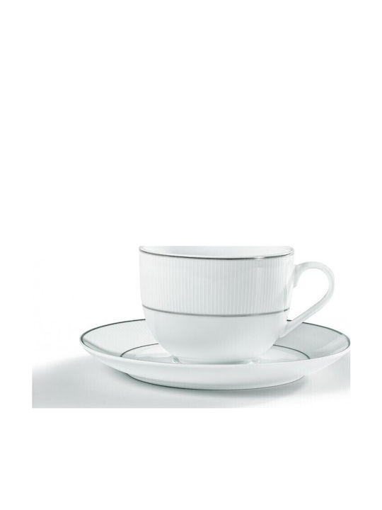 Καρβούνης Σετ Φλιτζάνια Tσαγιού από Πορσελάνη Λευκά 90ml GC08676-220 ...