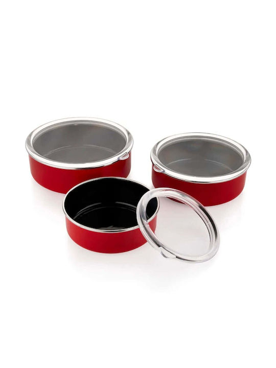 Hermia Σετ Δοχεία Φαγητού Εμαγιέ Κόκκινα 14x14cm 960DYN1120 3τμχ ...