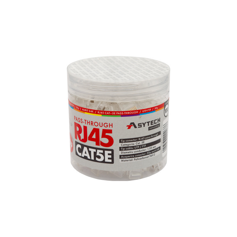 Rj-45 Utp Cat.5e Ez Passthrough Connector 50µ 100 Pcs Rj45-cat5e-ez-50u ...