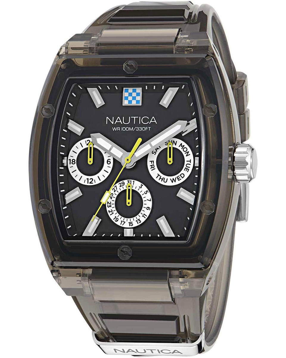 Nautica Starboard Ανδρικό Ρολόι Μπαταρίας με Μαύρο Καουτσούκ Λουράκι ...