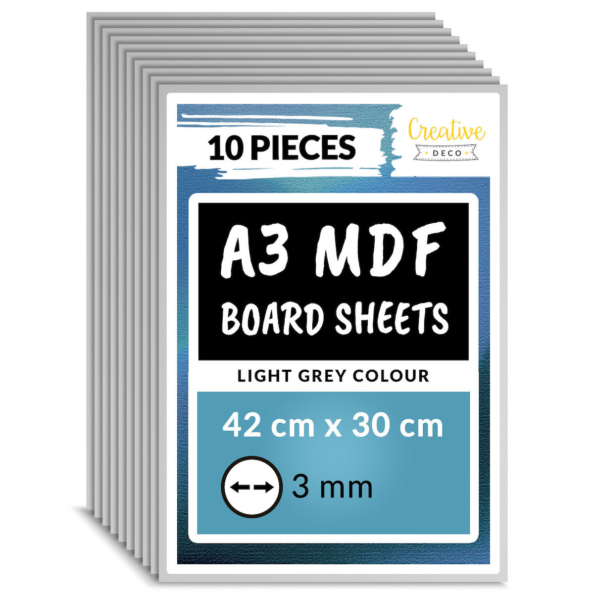 Creative Deco 10 X A3 Mdf Board Gray 420 X 300 X 3 Mm Mdf Boards Diy ...