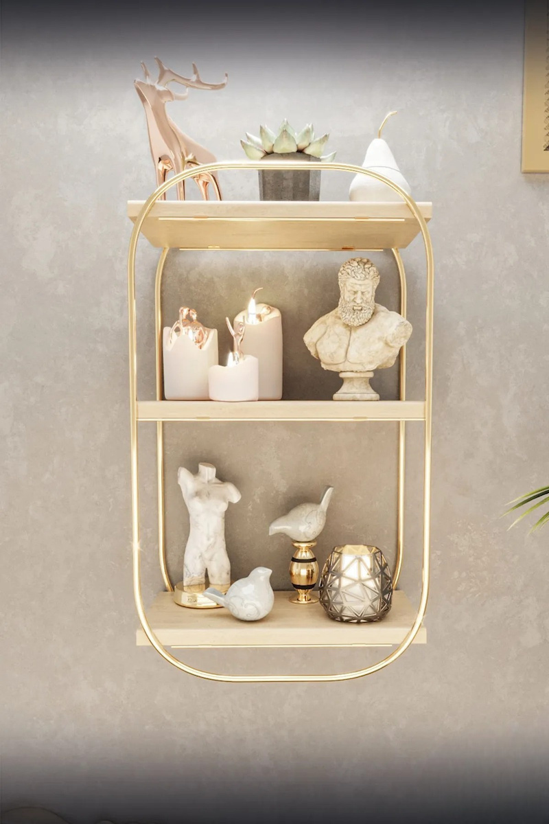 Ράφι Τοίχου Χρυσά 28x14x47εκ. STE-002618-P2618 | Skroutz.gr