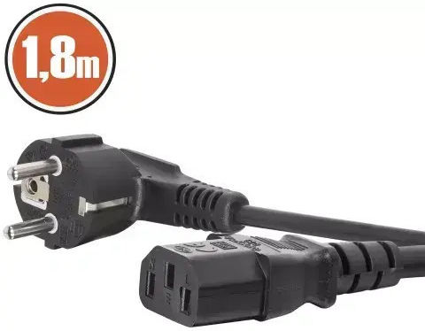 Power Cable 1.8m Cee 7/7 Rectangular Plug Iec C13 Socket 3x0.75mm ...