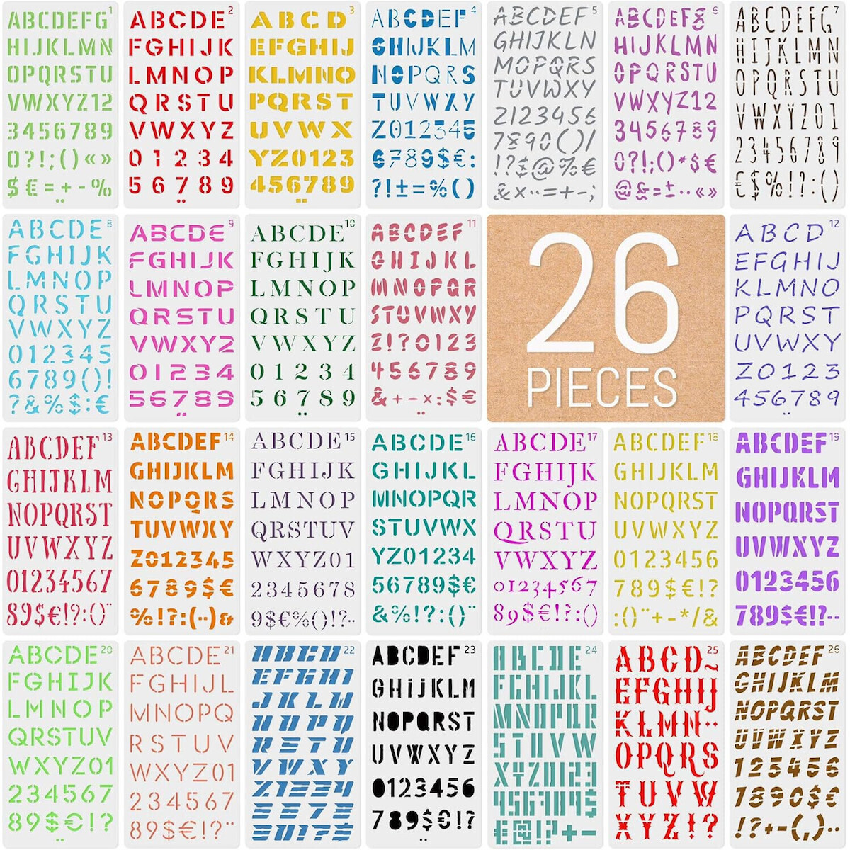 Σετ Διακοσμητικά Τοίχου από Χαρτί Set 26 Writing Templates Letters ...