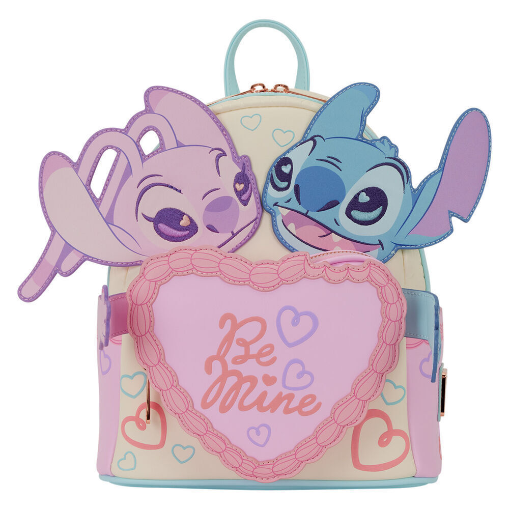 Loungefly Παιδική Τσάντα Πλάτης Ροζ Disney Stitch & Angel Be Mine ...