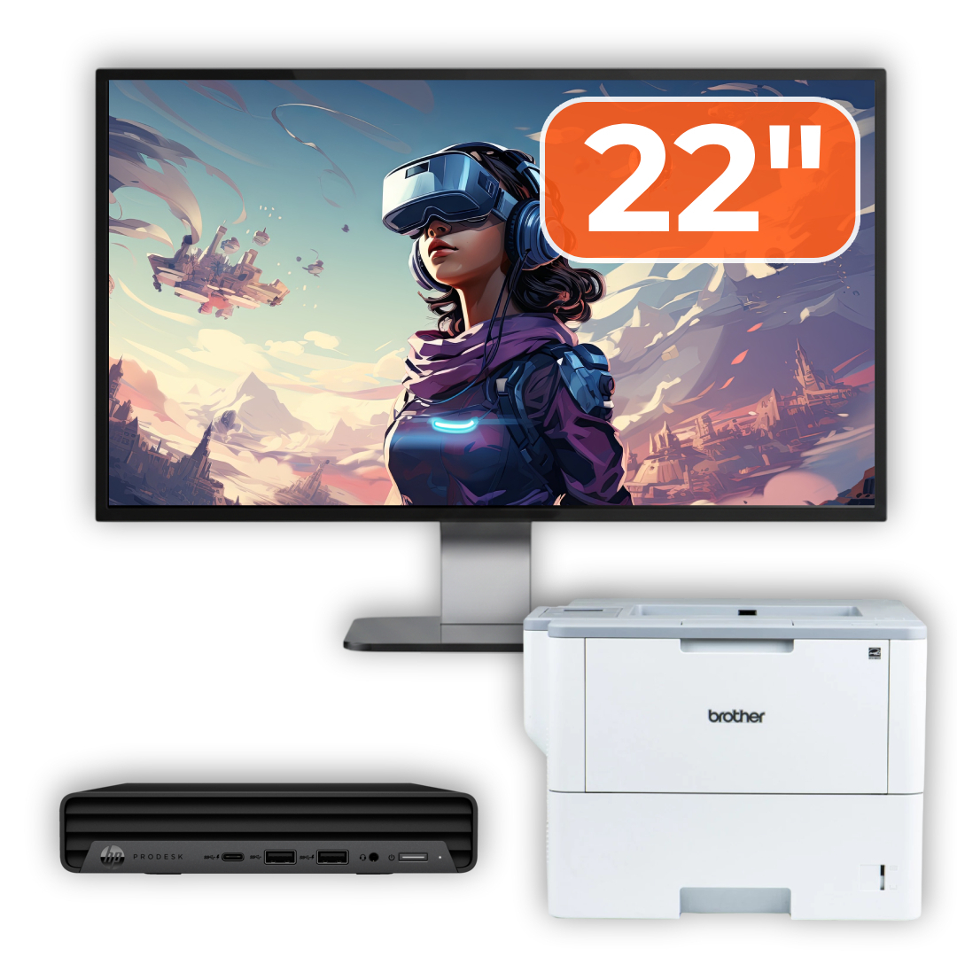 HP ProDesk 400 G6 Mini + 22 Ιντσών & εκτυπωτής Brother HL-L6300DW ...