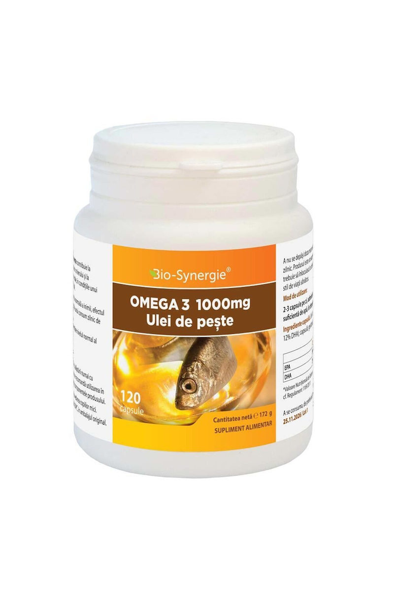 Omega 3 Ulei de Pește 1000 Miligrame 120 Capsule Bio Synergie | Skroutz ...