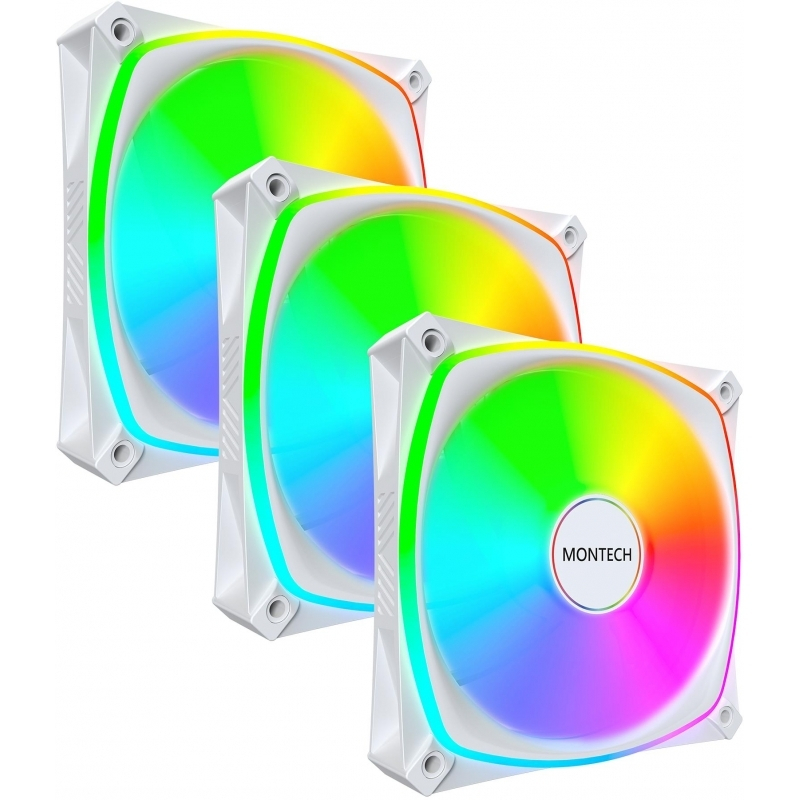 Montech RX120 PRO Case Fan με RGB Φωτισμό και Σύνδεση 4-Pin PWM 3τμχ ...