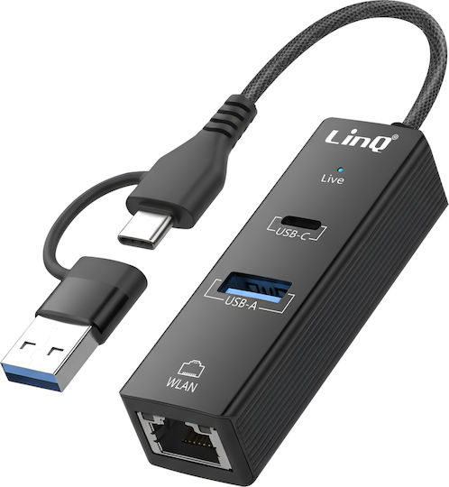 Linq 3-in-1 Usb-c Hub Usb 2.0 Usb-c Power Delivery Ethernet Rj45 Black ...