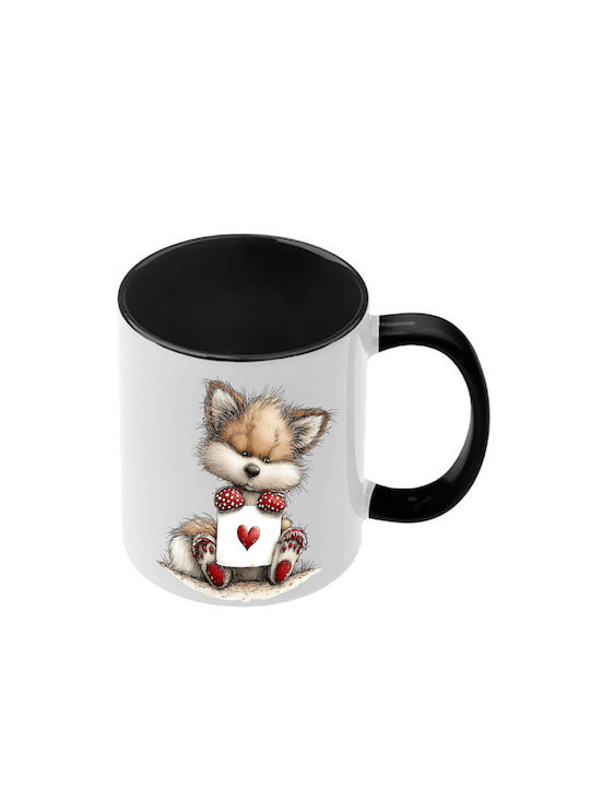 Κούπα Αγίου Βαλεντίνου Cute Animal Μαύρη Λαβή Εσωτερικό | Skroutz.gr